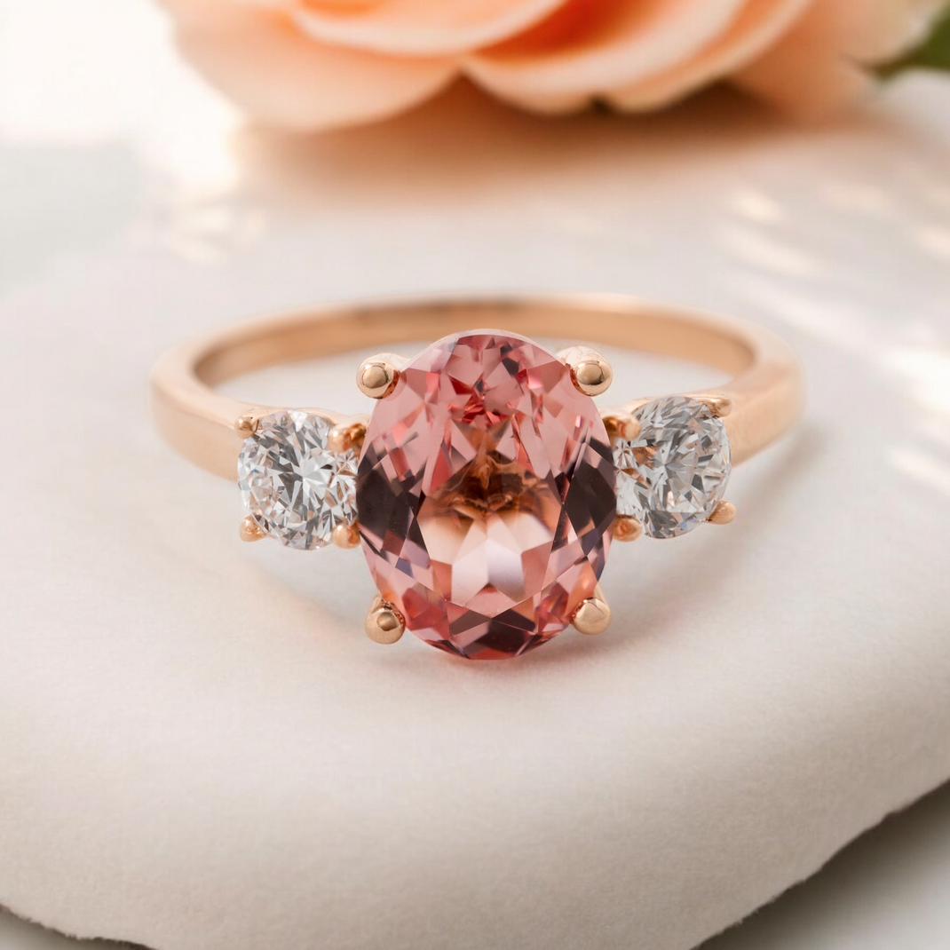 Three Stone Ring Gold Collection - Lab Diamond & Colourful Gems