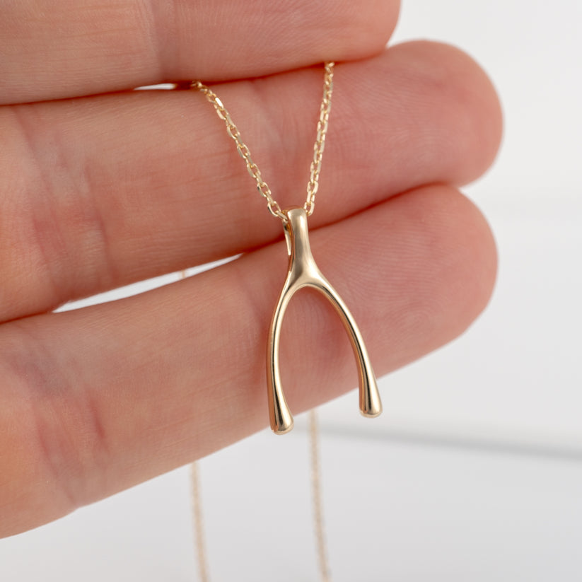 9ct Gold Wishbone Necklace | Symbol of Good Luck and Hope